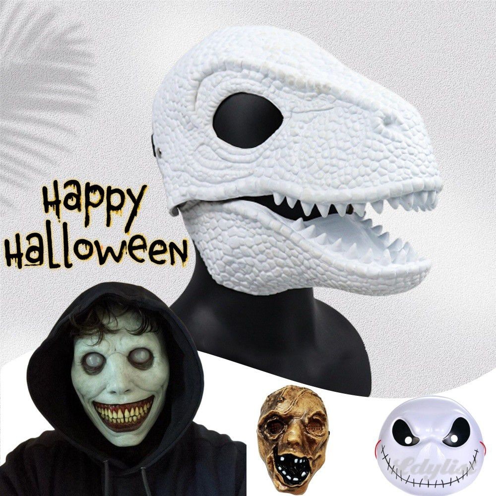 Halloween Cosplay Dinosaur Mask Hard Plastic Moving Jaw Raptor 3d ...