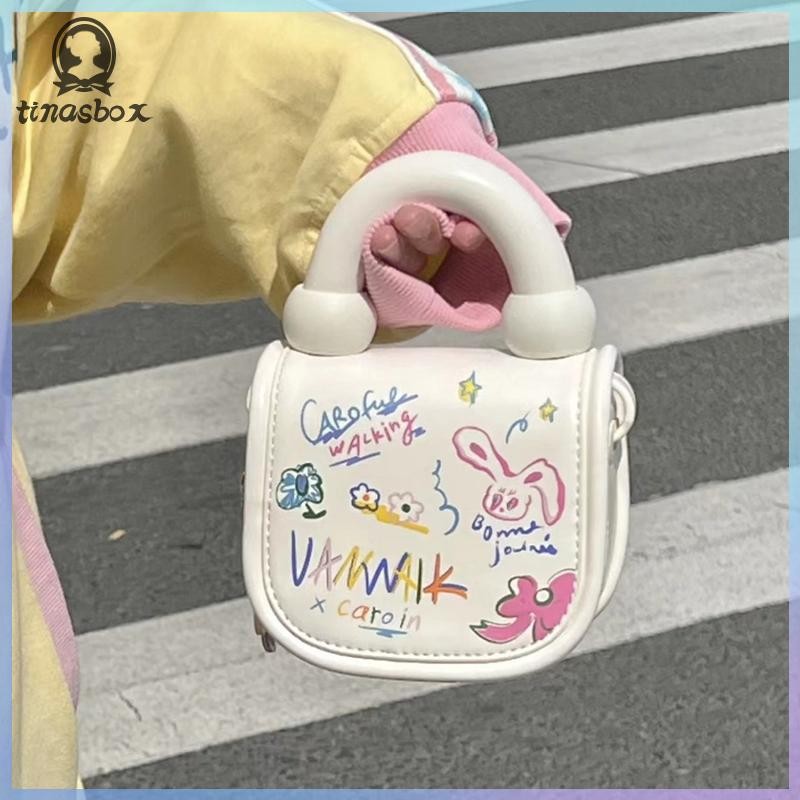 TINA Cute Cartoon White Graffiti No Store Bag, New Messenger Clew ...