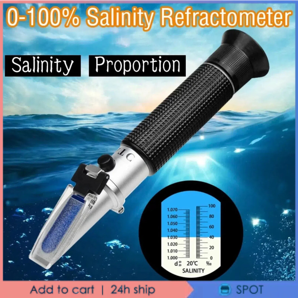 0-100‰ Salinity Refractometer Seawater Salinity Meter ATC Salt Content ...