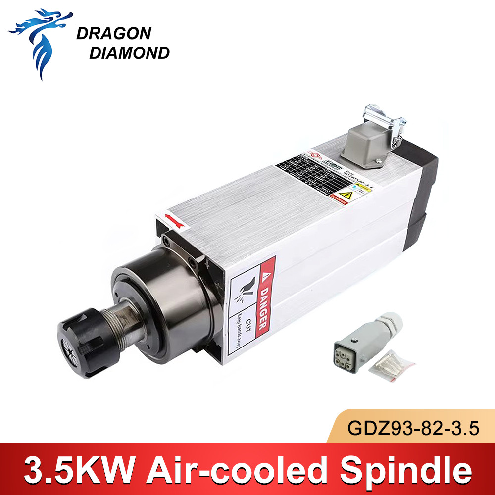 3.5KW Air Cooling Square Spindle Motor ER25 220V/380V 4pcs Bearing Air ...