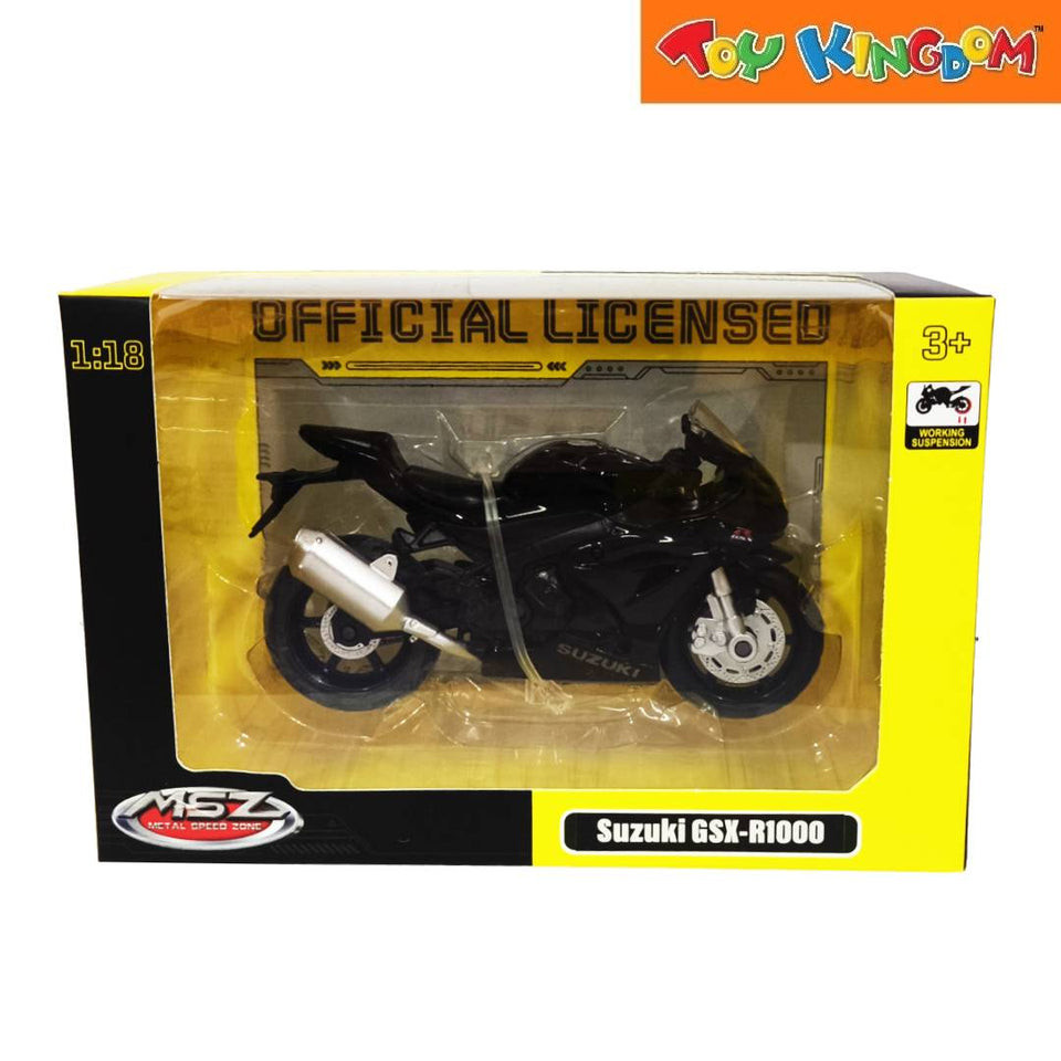 Metal Speed Zone Official Licensed 1:18 Suzuki GSX-R1000 Black Die-cast ...