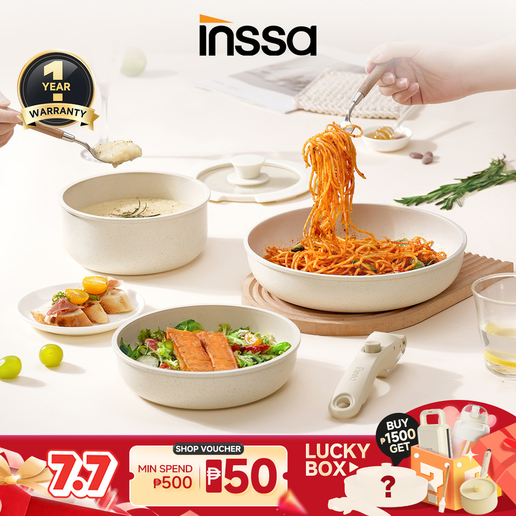 INSSA Non Stick Frying Pan Removable Cookware Set Handle Removable PFOA ...