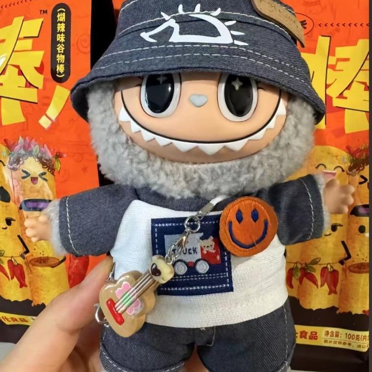 17cm Labubu Clothes Handmade labubu Hedgehog Doll Denim Replacement ...