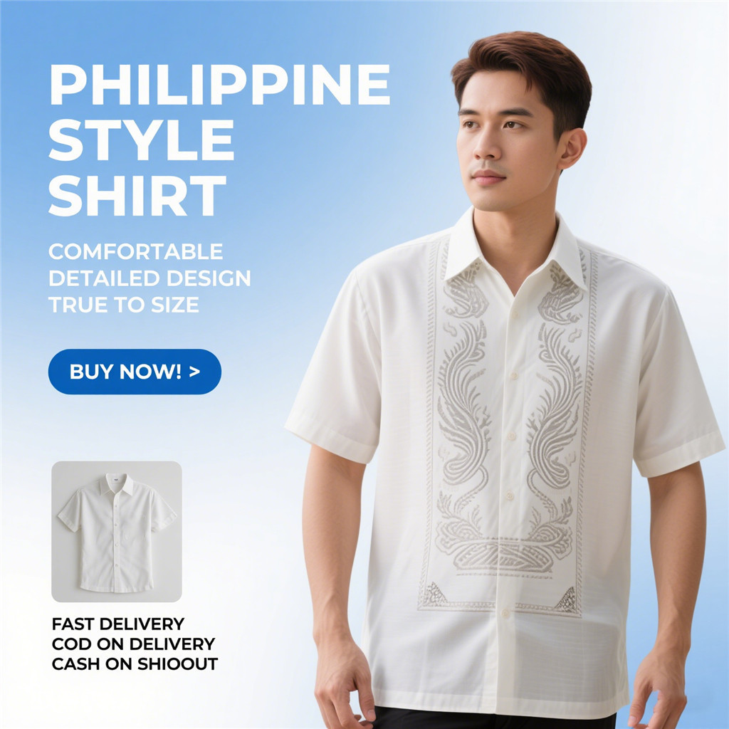 new Philippine Barong Tagalog for Men Modern Retro Pattern Printing ...
