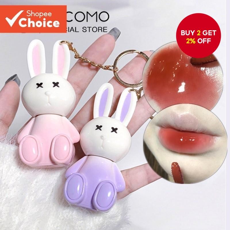 GECOMO Cute Bunny Lip Glaze, Moisturizing Lips Water Mirror Lip Gloss ...