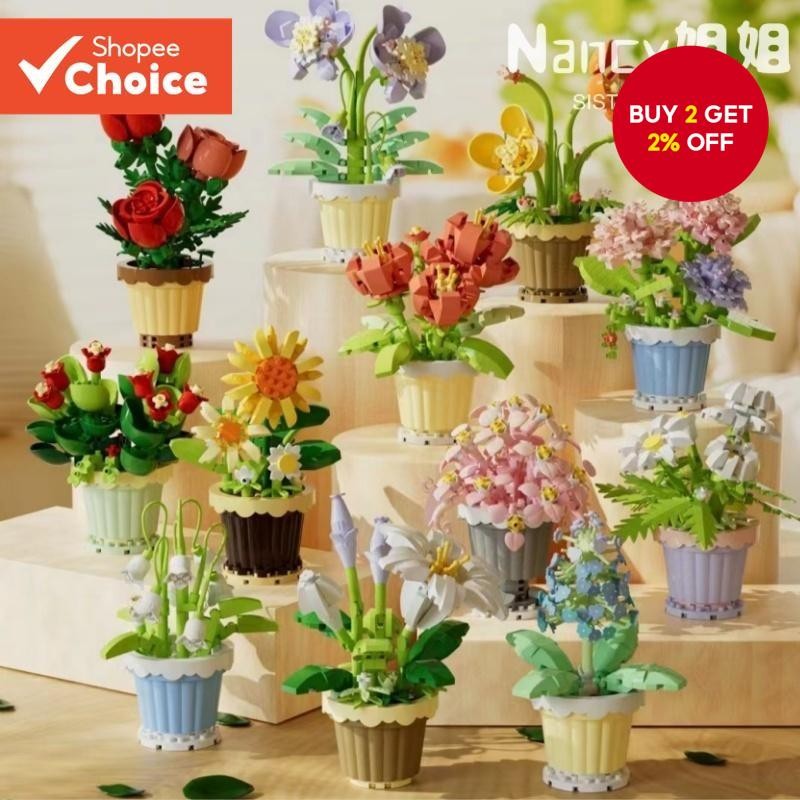 Building Blocks Preserved Flowers Flowers Potted Building Blocks Roses ...