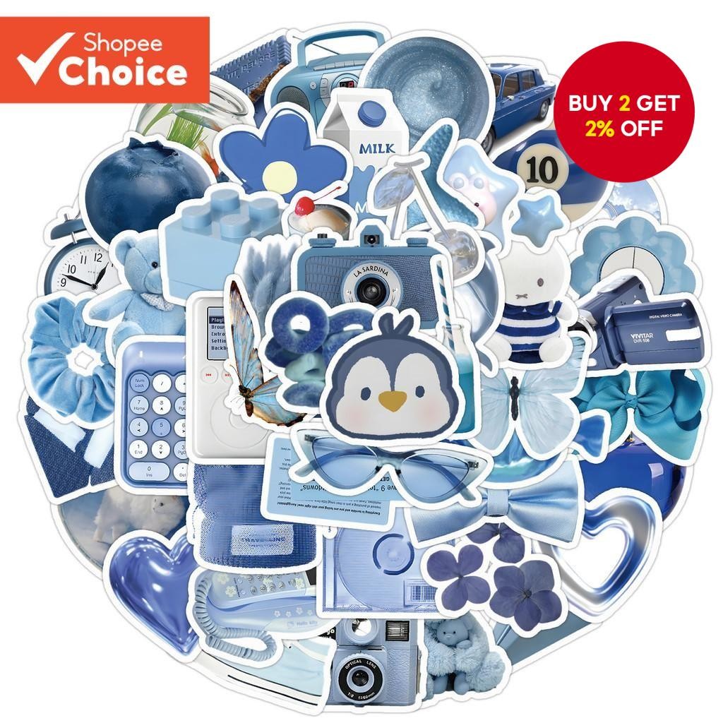50Pcs Cute Blue INS Series Graffiti Stickers for Suitcases Mobile Phone ...