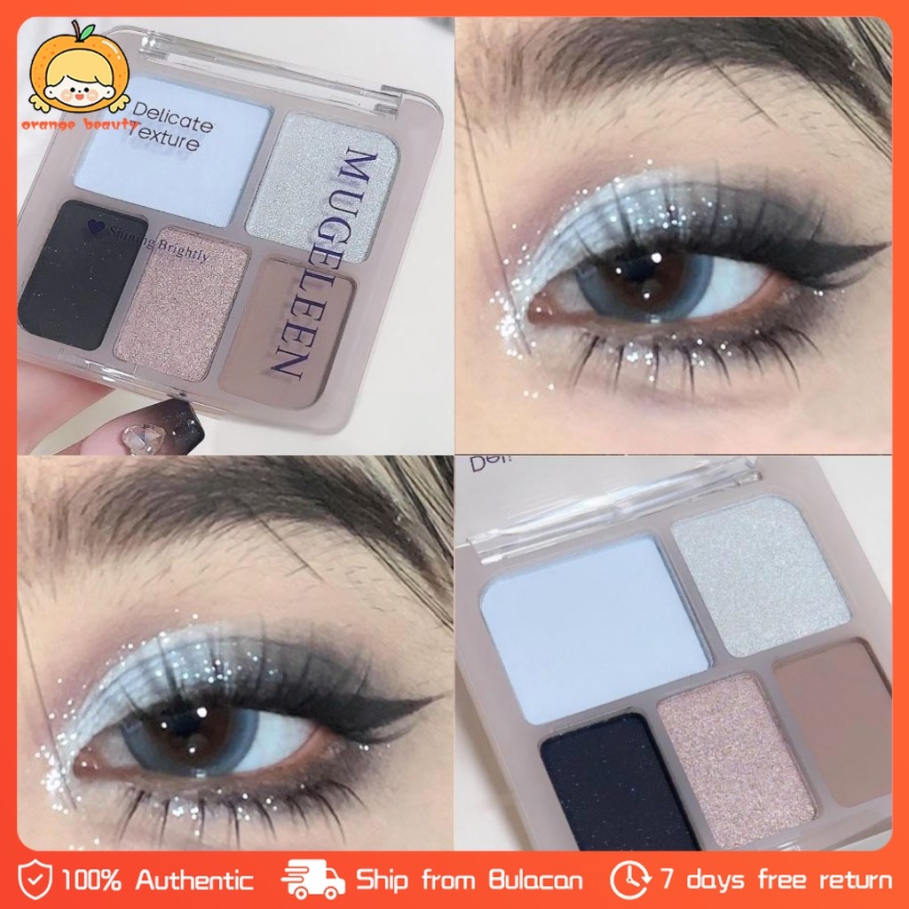 5color Eyeshadow Palette Earth Tone Pearlescent Matte Eyeshadow Blue ...