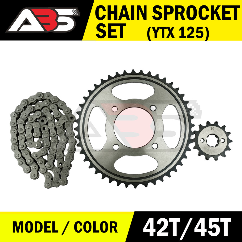 SPROCKET AND CHAIN SET YTX125 / STX/ RS110 HEAVY DUTY ( 428H/42T/14T ...