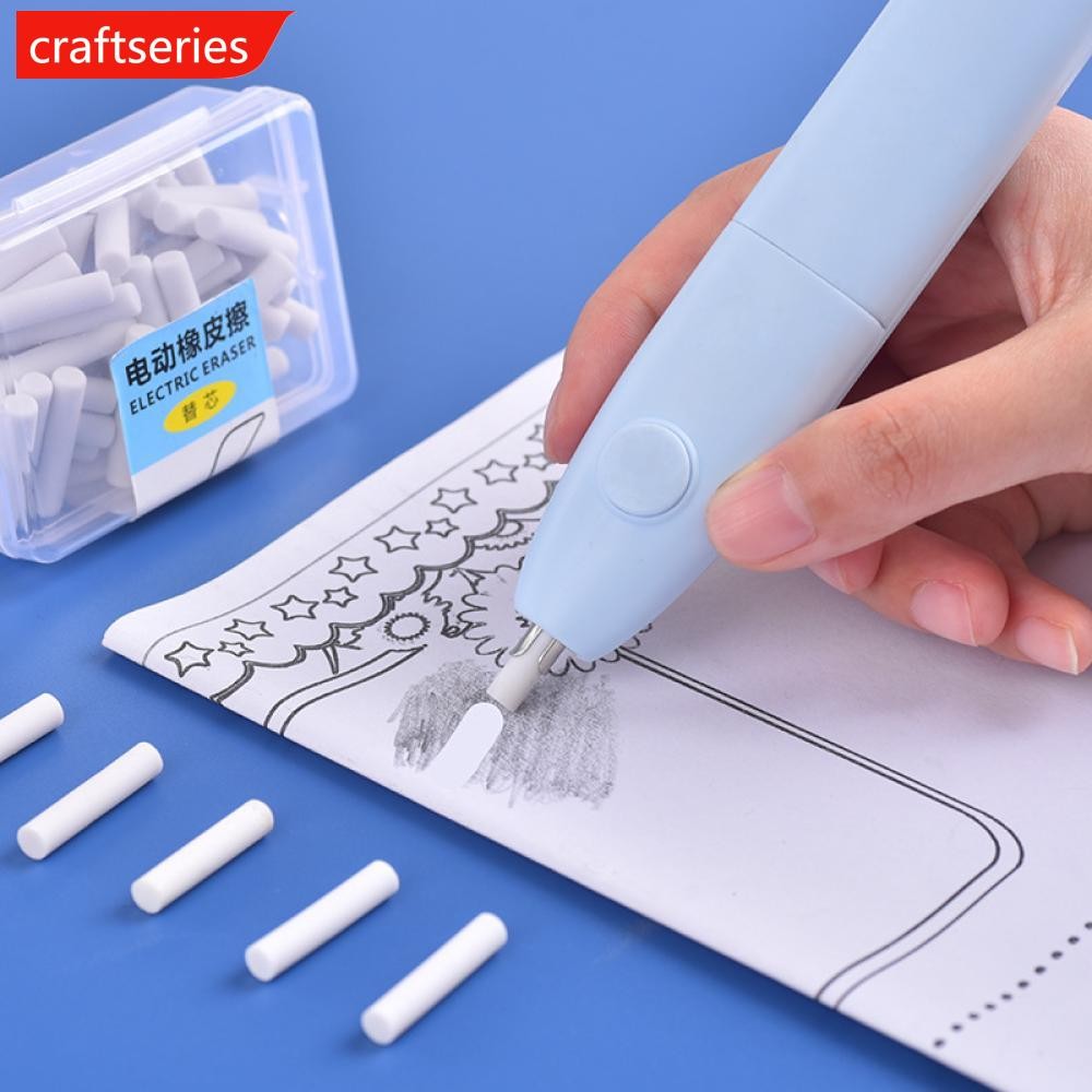 CRAFTSERIES Electric Sketch Eraser Pen with 10pcs Refills Auto Rotating ...
