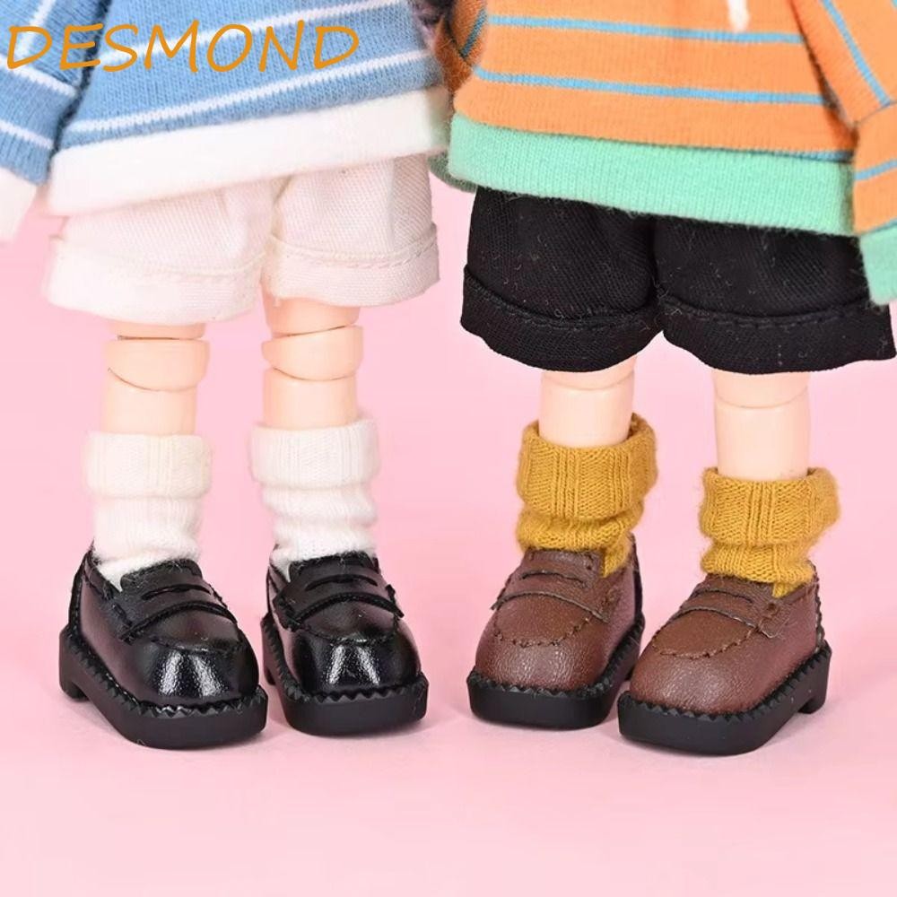 DESMOND 1pair Ob11 Doll Shoes, Pretend Play Black Brown Doll Leather ...