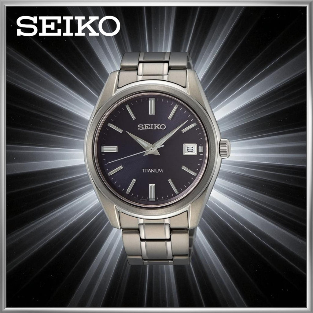 SEIKO Men's Quartz Watch Round 10 Bar Water Resistant Titanium Date ...