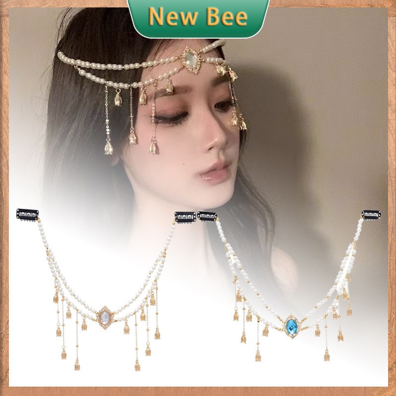 Crystal Tassel Headpiece Hepburn-Inspired Princess Hair Chain Vintage ...