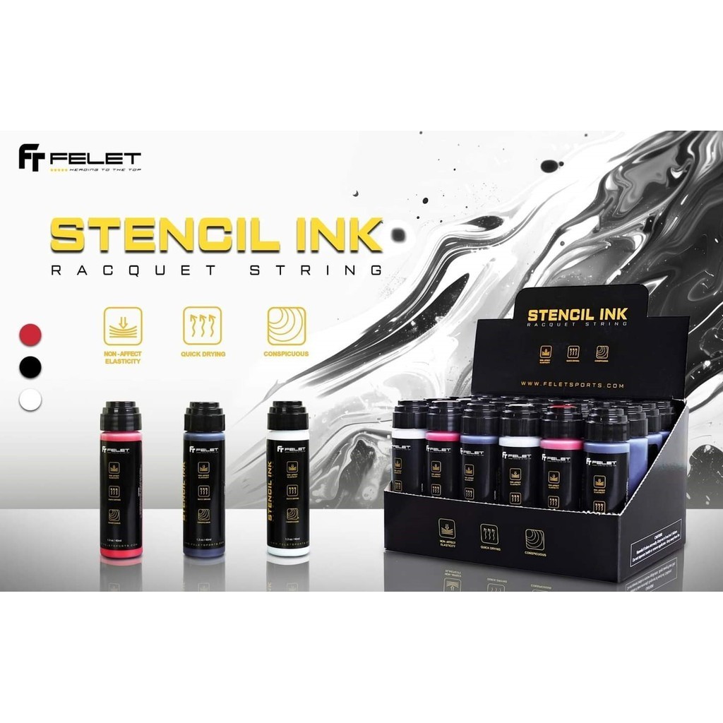 FELET RACQUET STENCIL INK [BLACK/ WHITE/ RED] & RACKET STENCIL CARD by ...