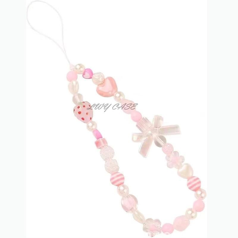 Phone Charms Strap Pink Cute Aesthetic Cute adorable Love Phone Chain ...