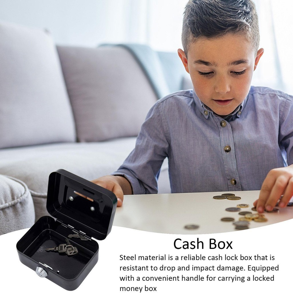 Money Lock Box Security Box Safe Lock Box Mini Metal Cash Box Money ...