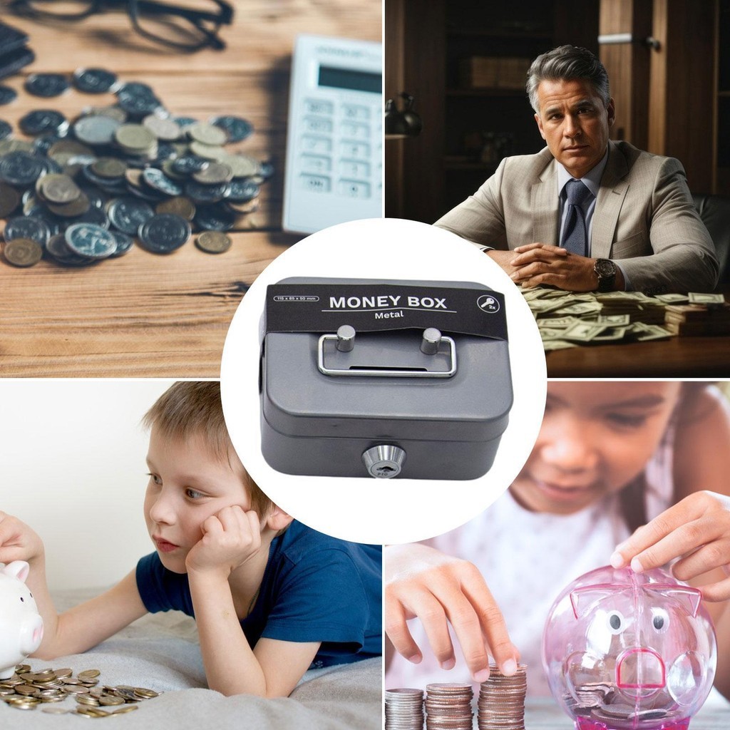 Small Money Lock Box Security Box Safe Lock Box Mini Metal Cash Box ...