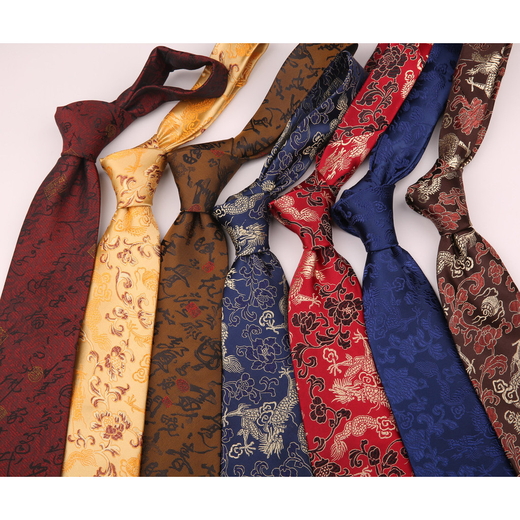 9cm Retro Men's Formal Attire Gorgeous Ethnic Neckties Red Dragon ...