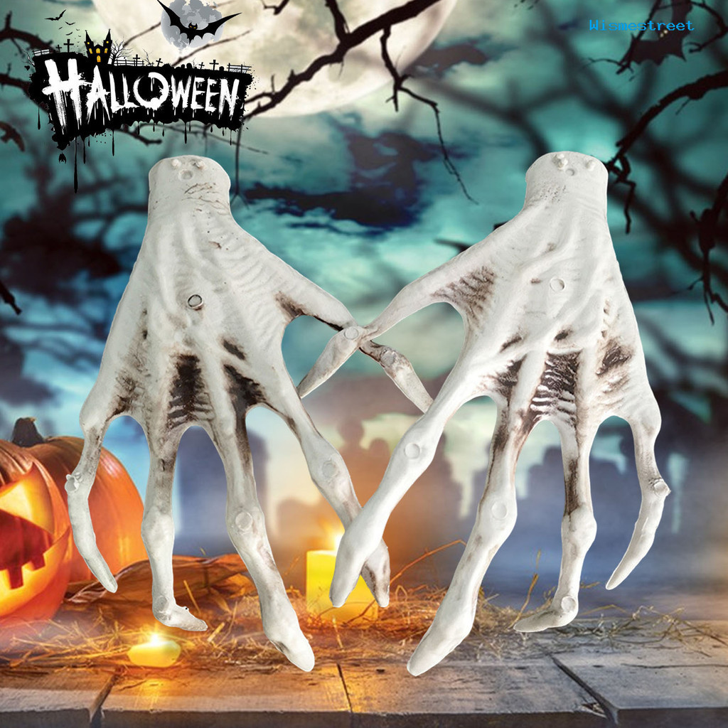 XWZ-1 Pair Halloween Skeleton Hand Realistic Life Size Reusable Haunted ...