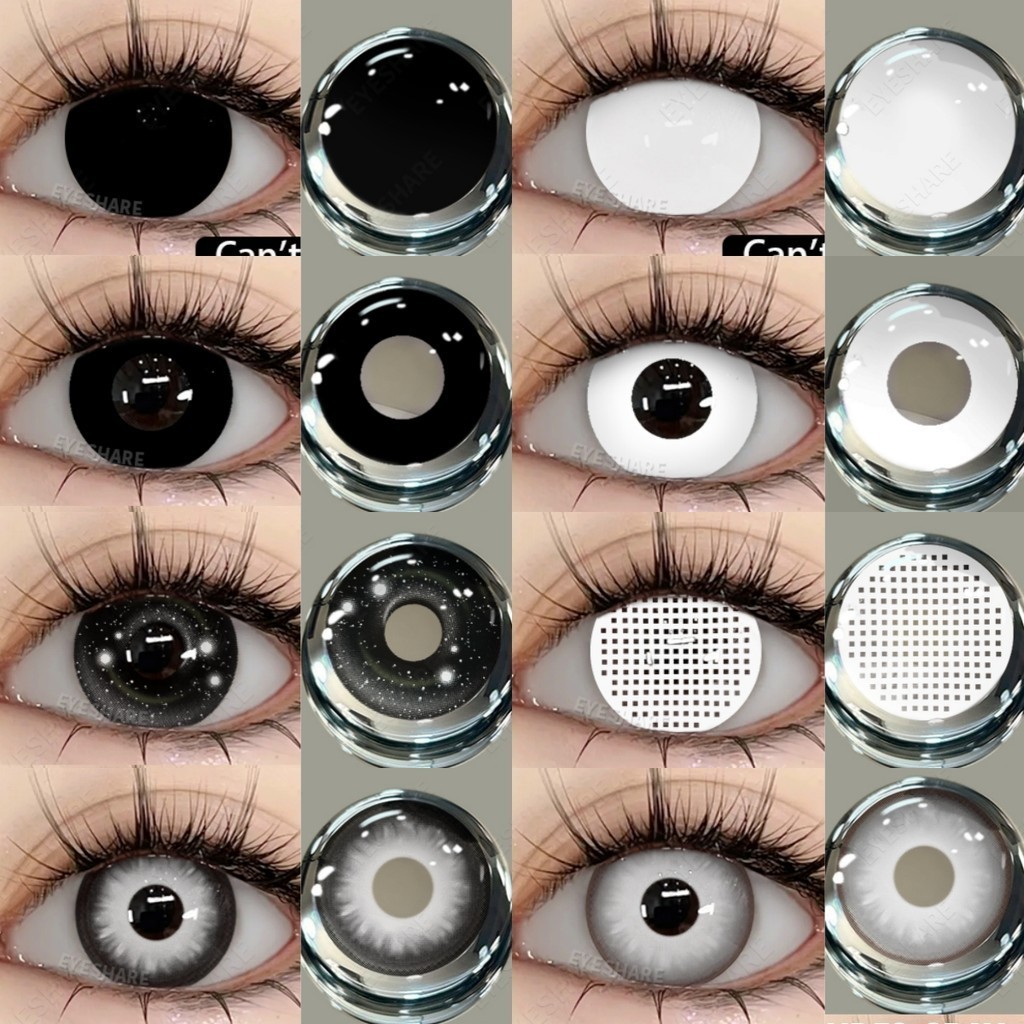 EYESHARE 2pcs Cosplay Colored Contact Lenses Crazy White Contact Lenses ...