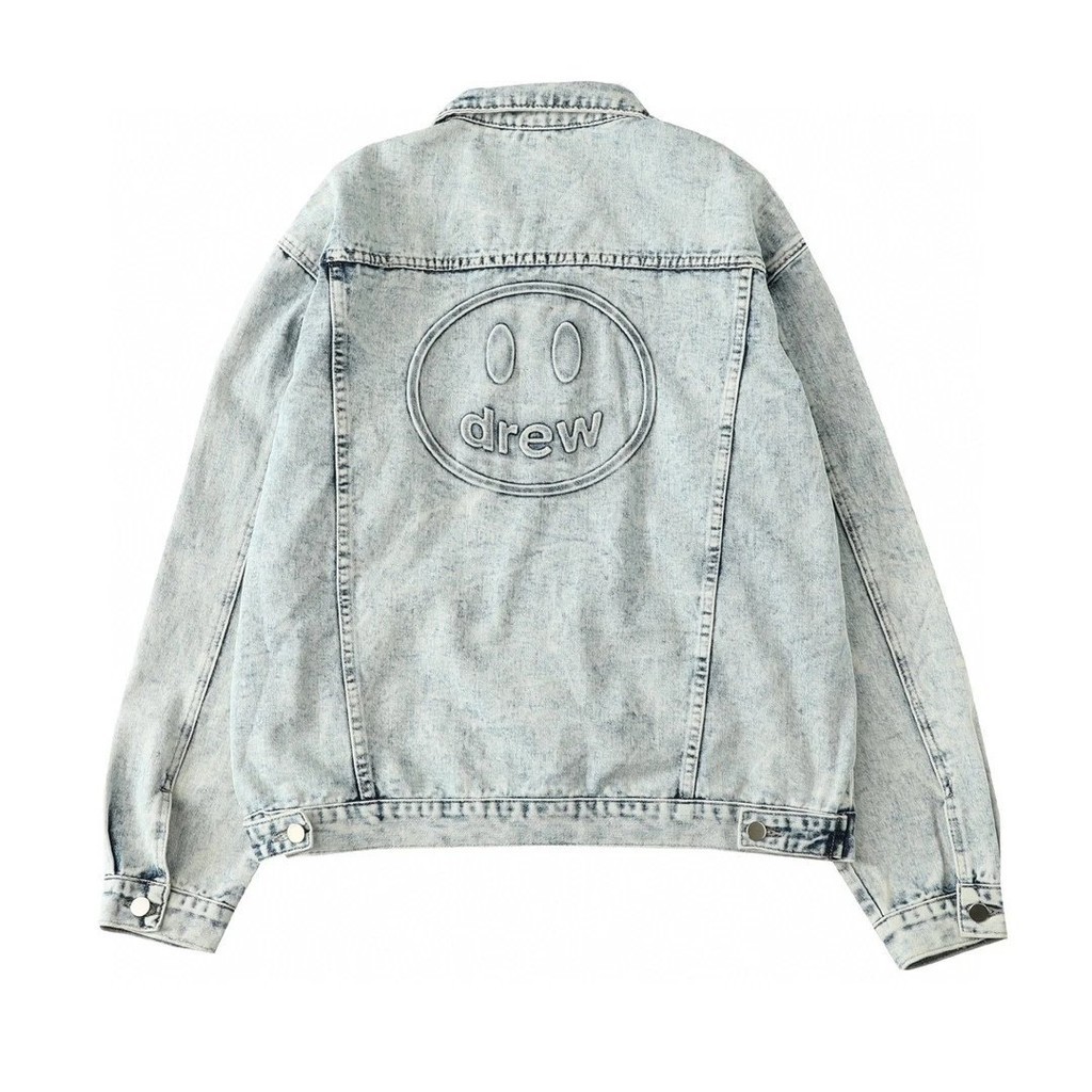 DREW house 22aw denim jacket smiley face pattern embossed logo design ...