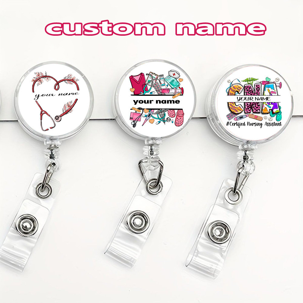 Personalized Name Nurse Creative Pattern Print Badge Holder Nurse ID ...