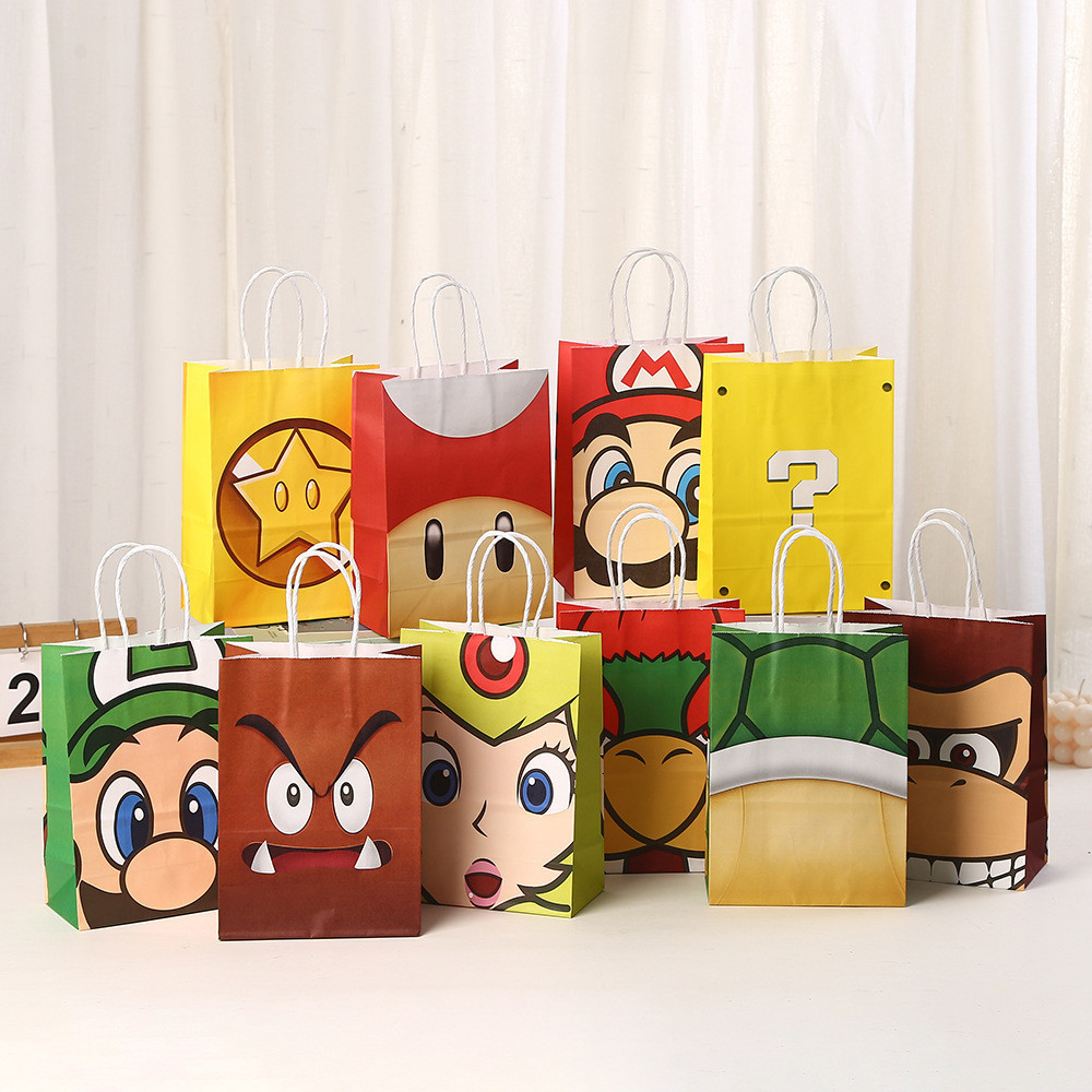 24pcs Super Mario Bros Theme Hand Gift Bag Creative Cute Cartoon ...
