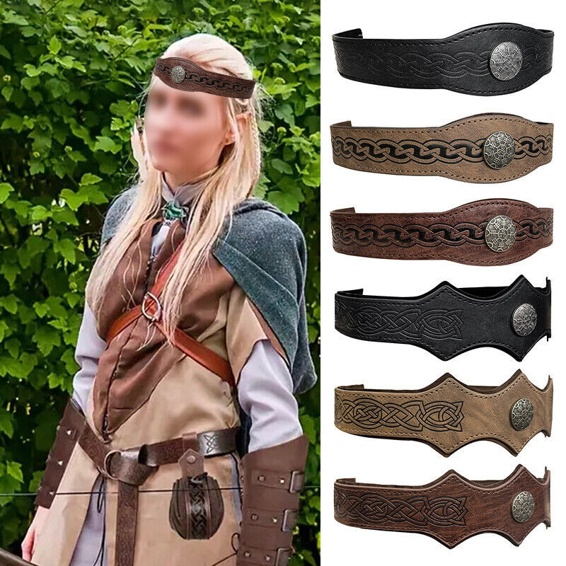 Unisex Medieval Circlet Headband Cosplay PU Leather Headpiece Warrior ...