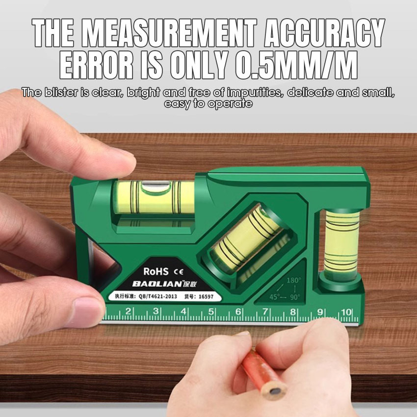 Portable Magnetic Pocket Level Gauge Mini Protractor with Metric Ruler ...
