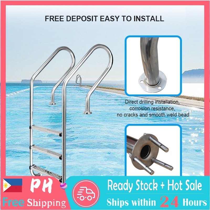 Stainless Steel Swimming Pool Step Ladder Pool Escalator with Built-in ...