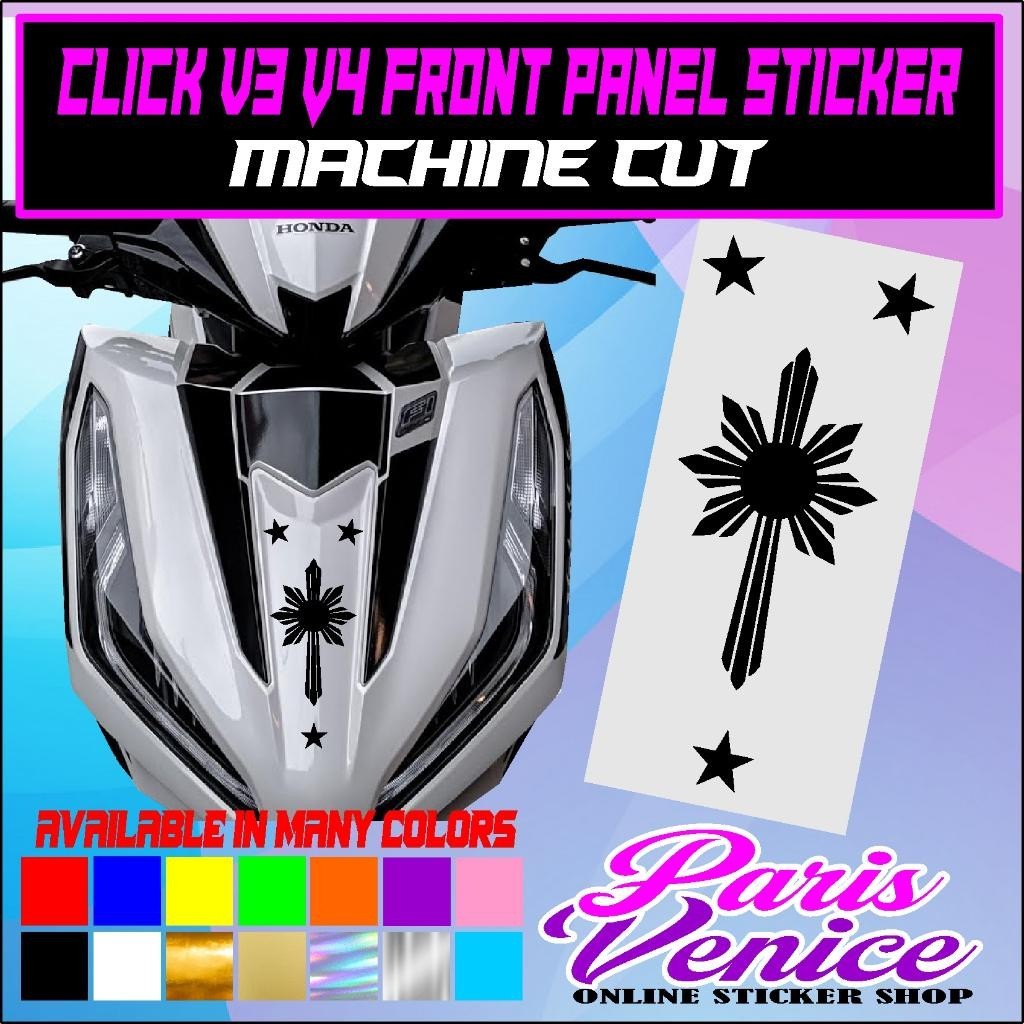 3 star and a sun front panel sticker for honda click v3 v4 machine cut ...