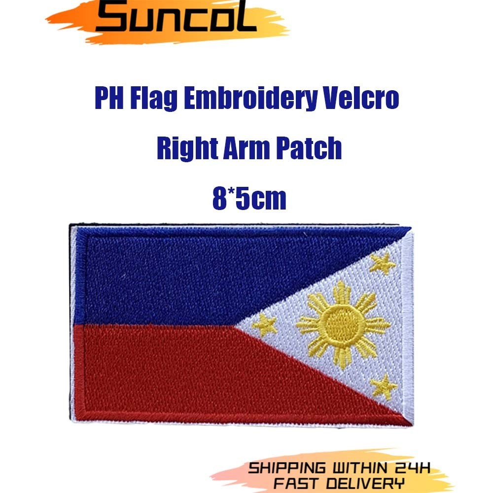 8*5cm Reverse Philippine Flag Patch Right Arm Embroidery Patch With Velcro | Shopee Philippines