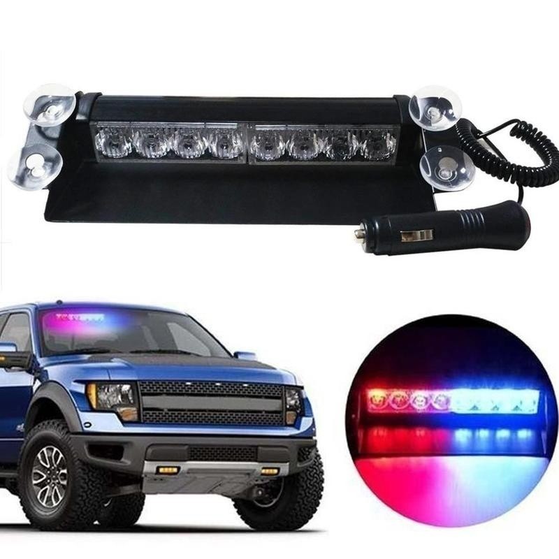 12V Red And Blue Warning Strobe Lights Car Led Emergency Flashing ...
