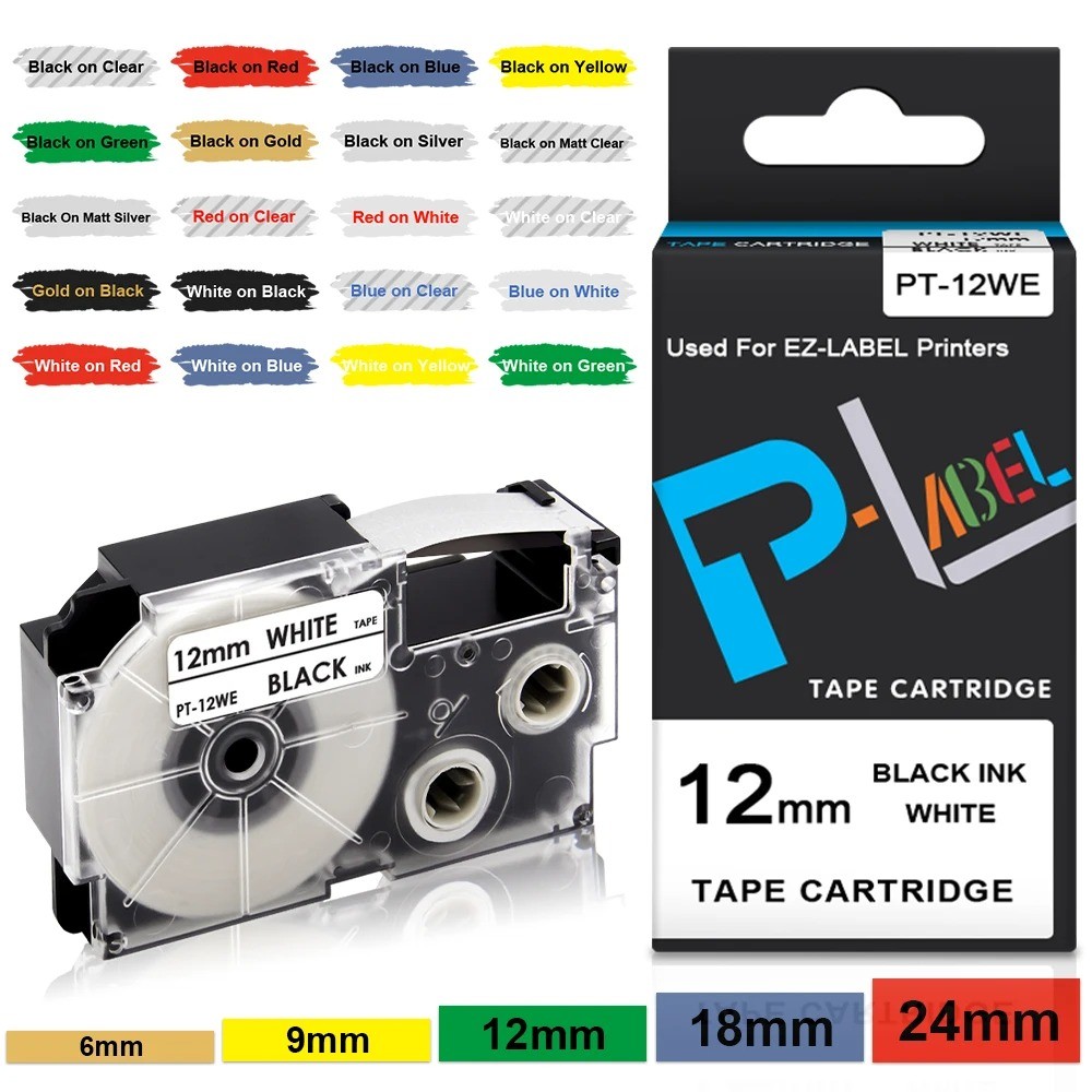 [Ready Stock] 6mm 9mm 12mm Compatible Casio Label Tape XR Tape XR-12WE XR12X XR12YW XR9WE XR-9X ...