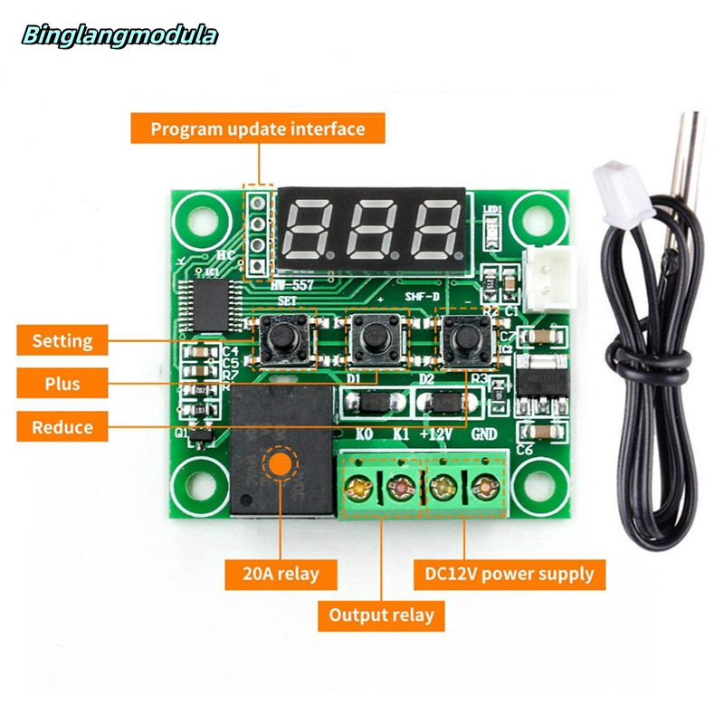 W1209 DC 12V LED Digital Thermostat Temperature Control Thermometer ...