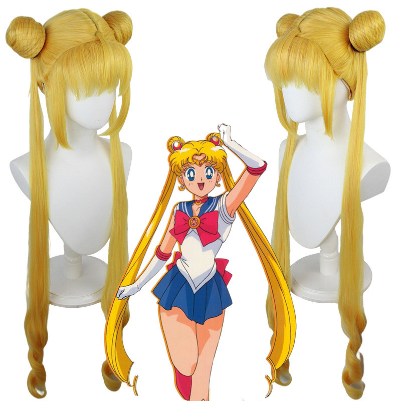 Long Golden Yellow Hair Wig Bangs for Sailor Moon Tsukino Usagi for ...