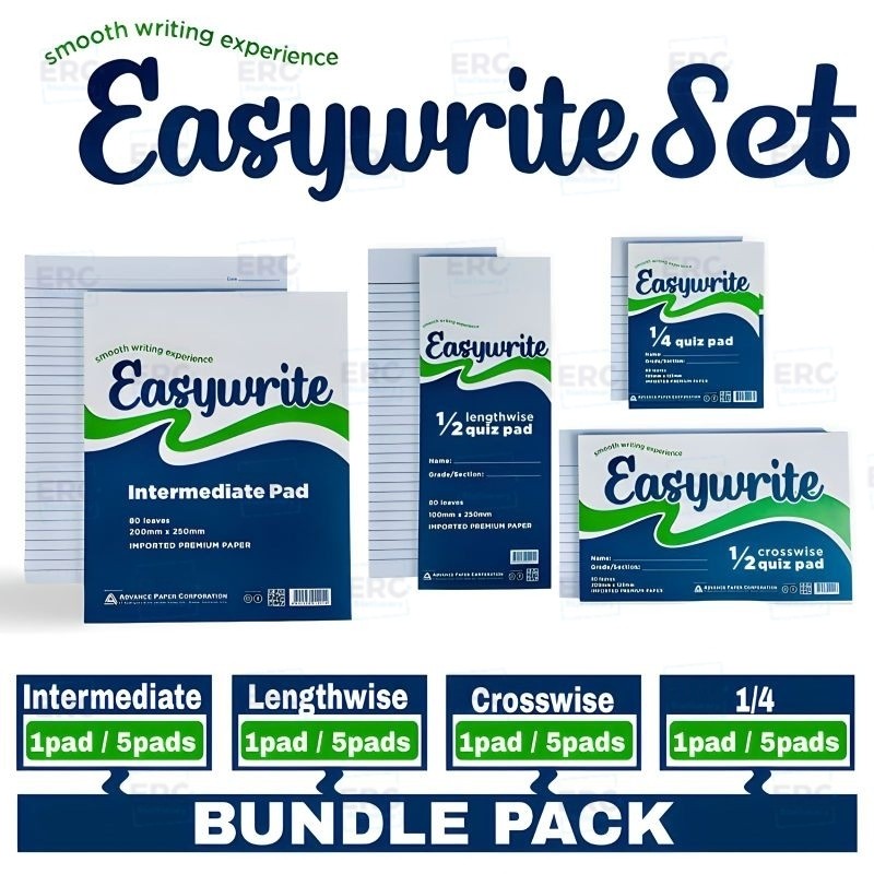 Bundle Pack:5-pads per set Easywrite Quiz Pad 1/4, 1/2 Intermediate ...