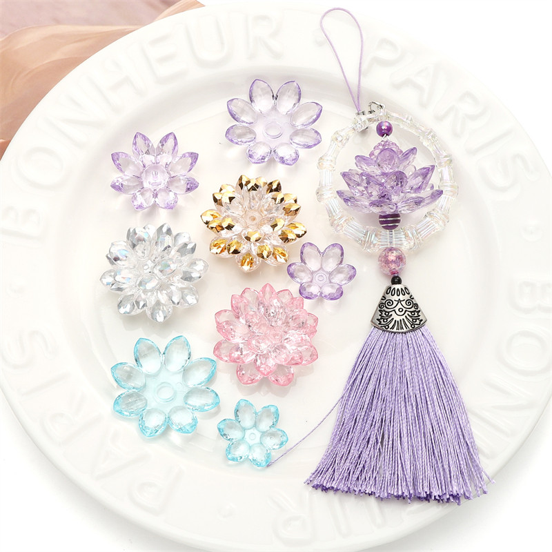 Acrylic Lotus Bead Transparent Three-Dimensional Flower Beads DIY ...