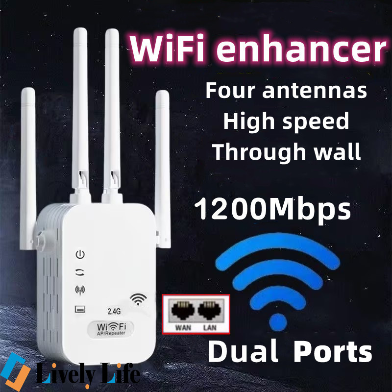 Wi-Fi Repeater 1200Mbps Network Signal Extender Wireless Router Fast ...
