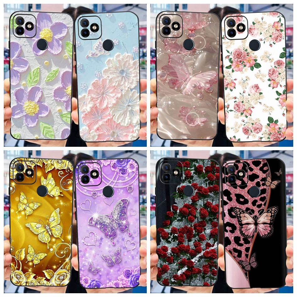 For Itel P36 W6501 Case New Fashion Flower Soft Black Silicone Phone ...
