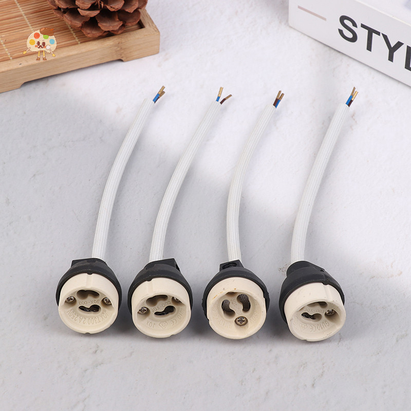 LON 4Pcs Ceramic GU10 Base Socket Adapter Wire Connector Porcelain Haen ...