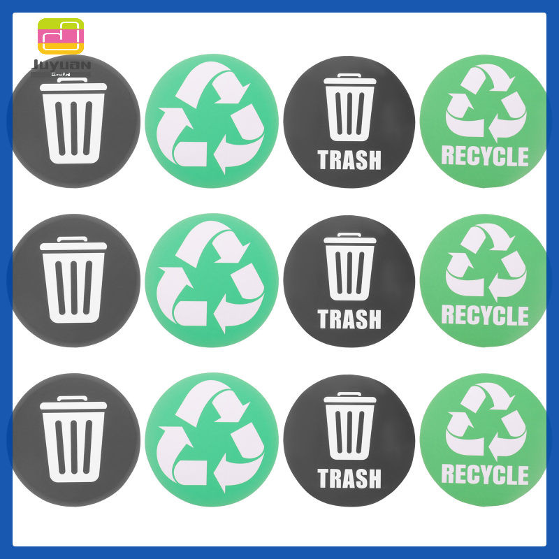 12 Pcs Garbage Sign Stickers Trash Can Decal Bin Labels Waste Recycle ...