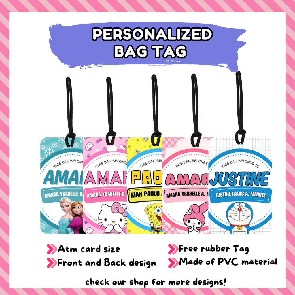 Customize -MYG PVC Luggage/bag Tags for Kids– High Gloss, ATM Size Bag ...