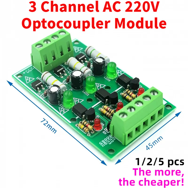 1/2/5pcs 3 Channel AC 220V Optocoupler Isolation Board Module Isolated ...