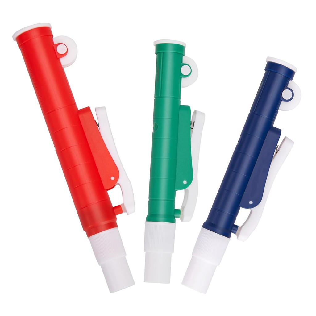 Pipette Pumps, Set of 3 lab Handheld Pumps: 2ml Blue, 10ml Green, 25ml ...