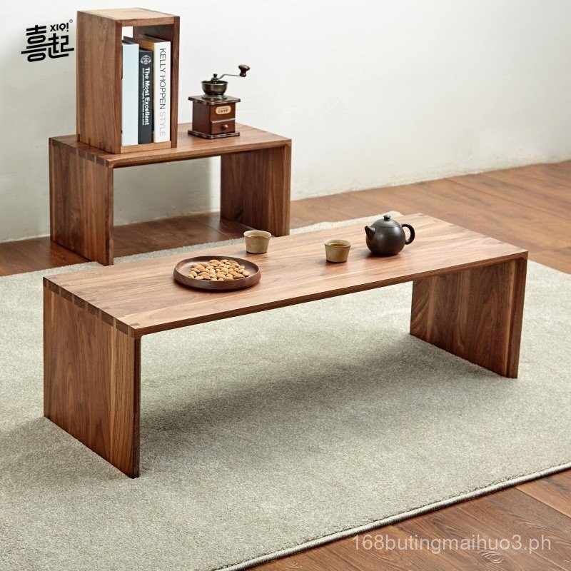 89Black Walnut Solid Wood Bay Window Coffee Table Tatami Small Table ...