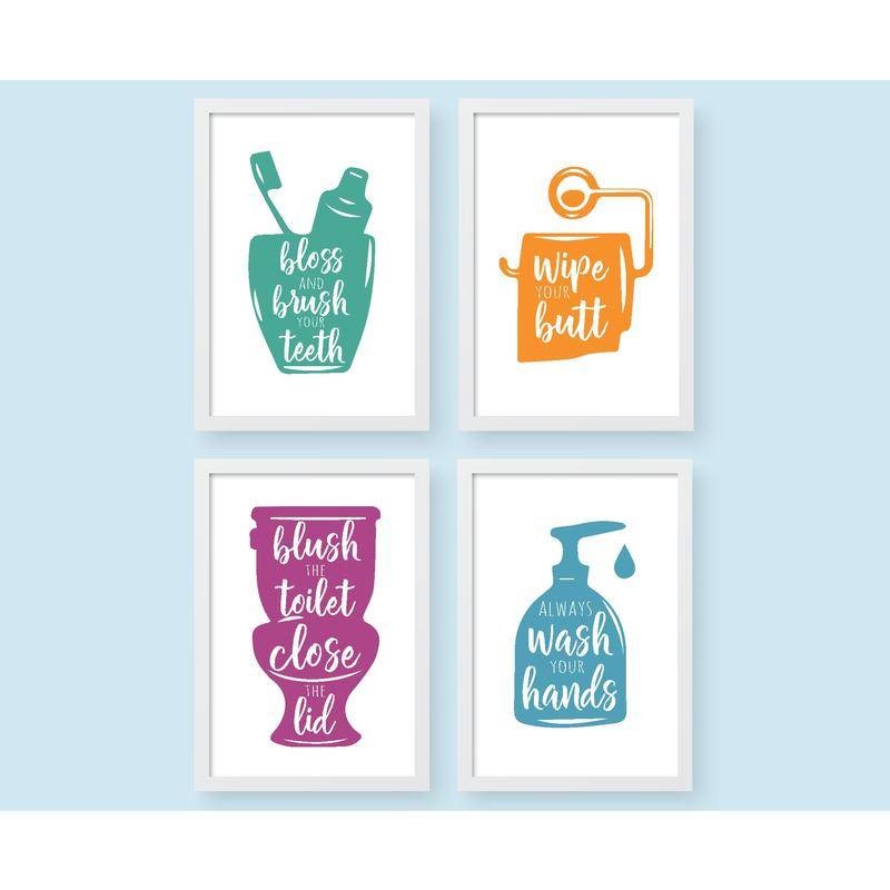 Funny Printable Bathroom Art Bundle Posters for Restroom Kid's Bathroom ...