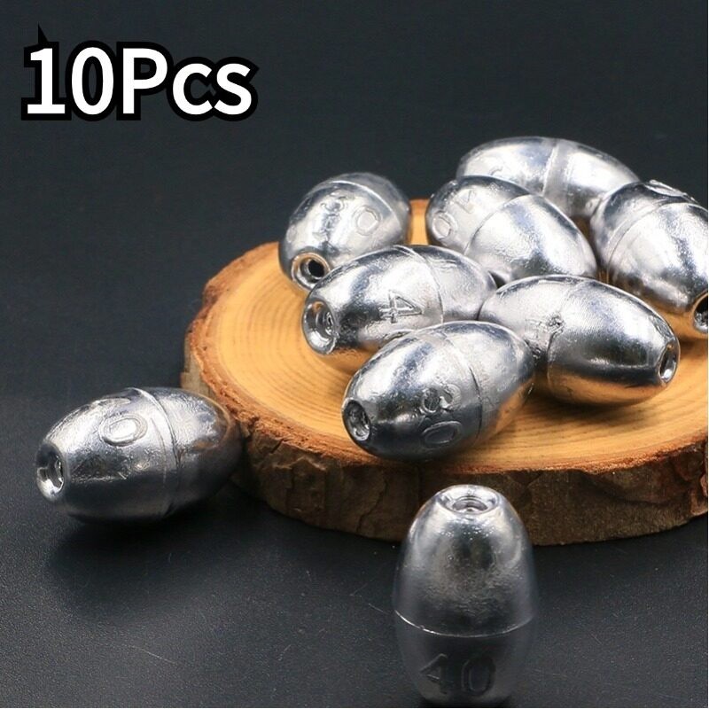 Olive Shaped Lead Sinker Fishing Gear Tool Through Center Fishing ...