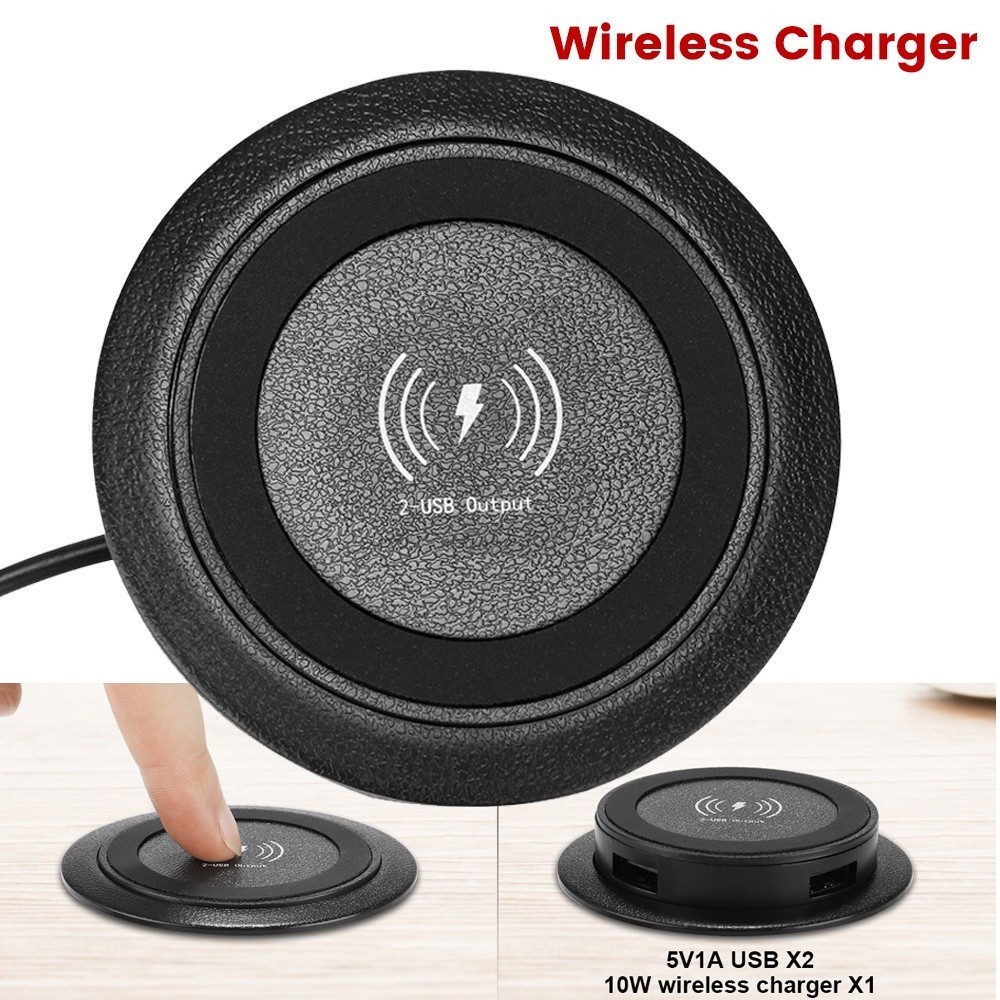 QI Fast Wireless Charger Pop-up Desktop Embedded Fast Charging With USB ...