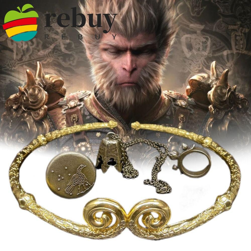 REBUY Wukong Mythical Ornament, Journey To The West Gold Hoop Black ...